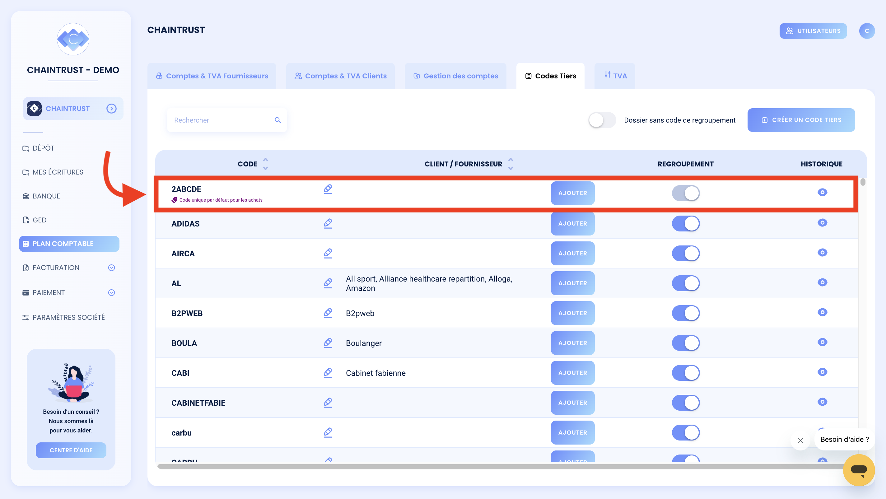 Modifier Un Code Tiers Chaintrust