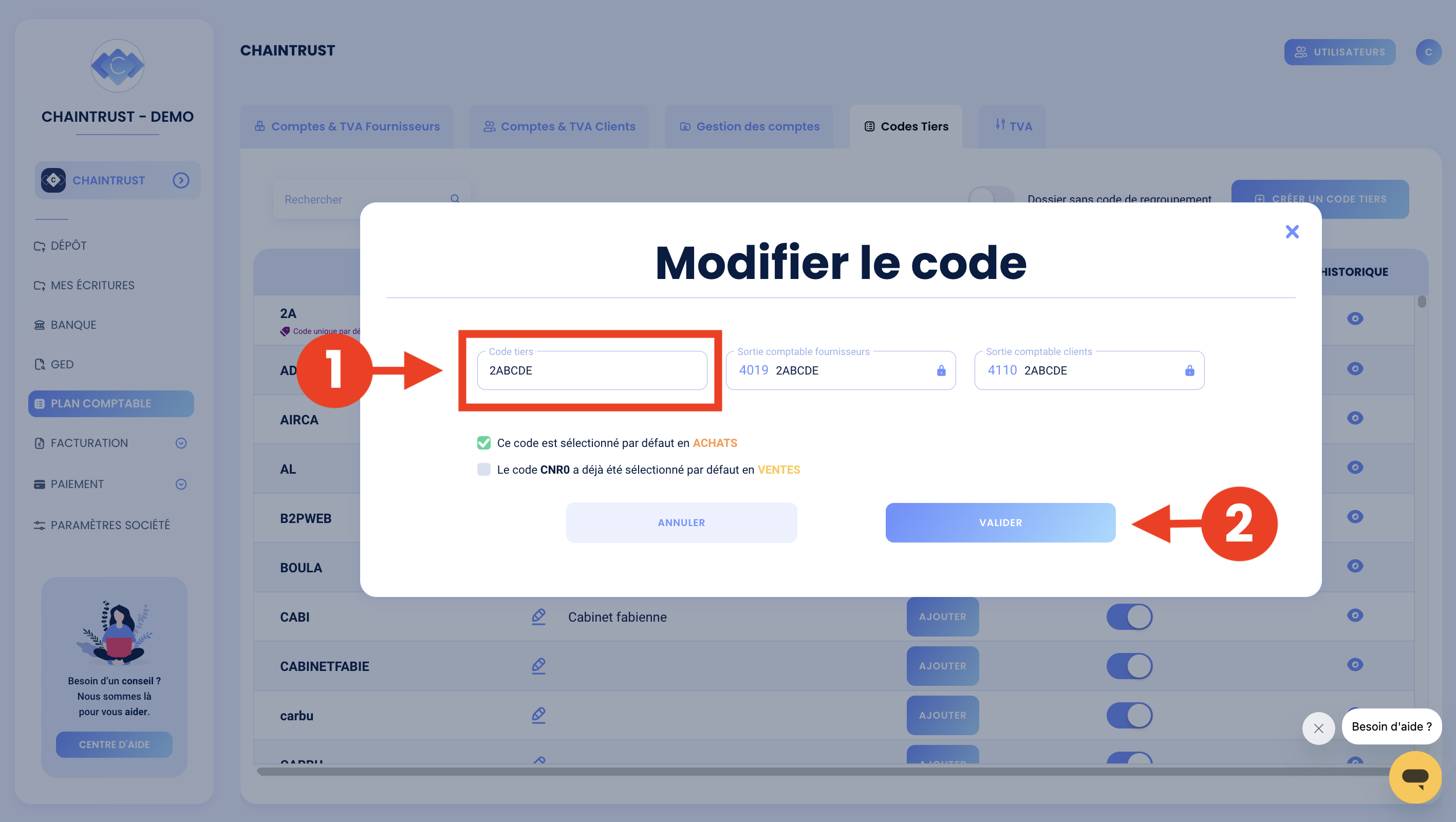Modifier Un Code Tiers Chaintrust
