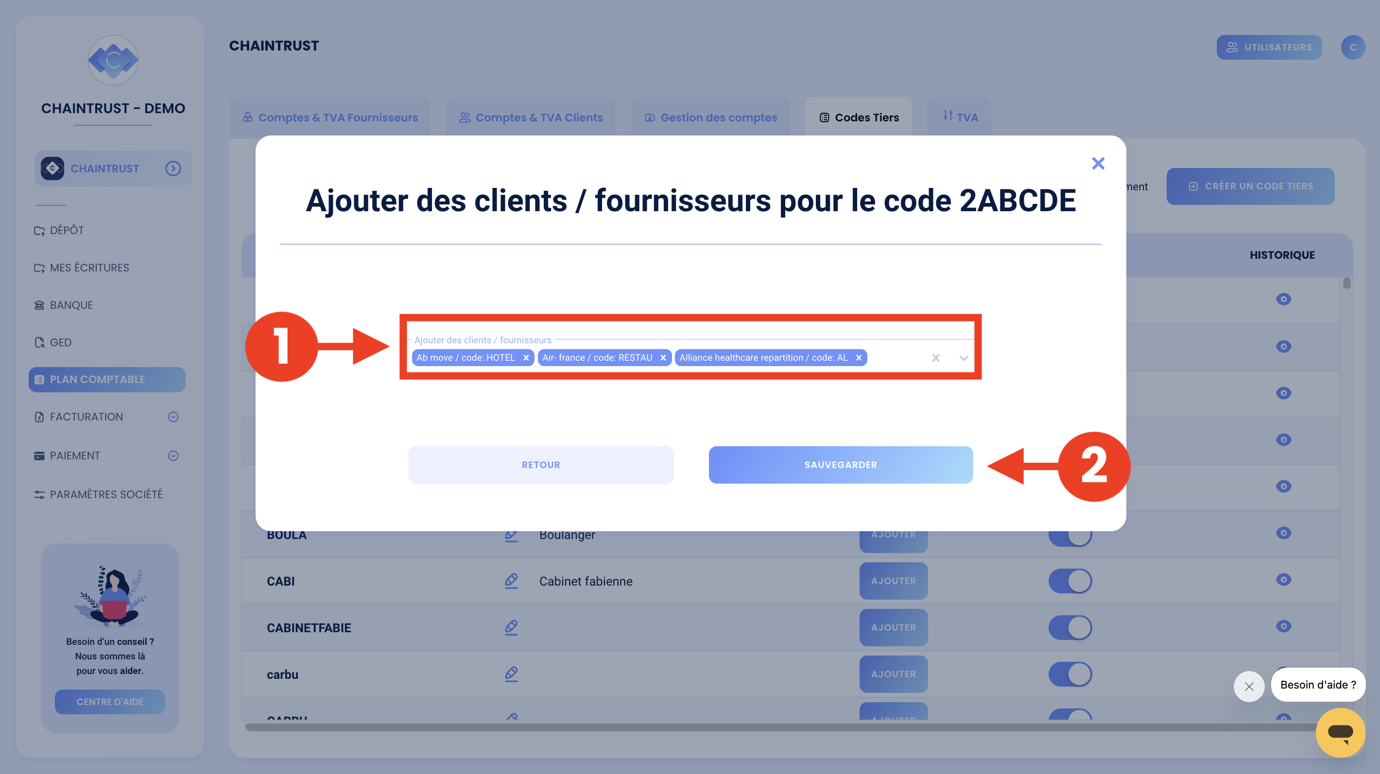 Créer un code de regroupement – Chaintrust