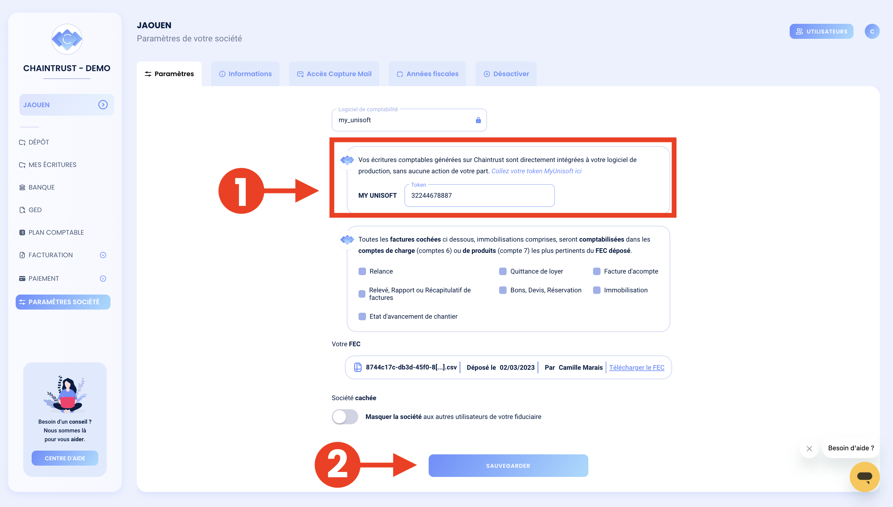 API - Connecter MyUnisoft à Chaintrust – Chaintrust