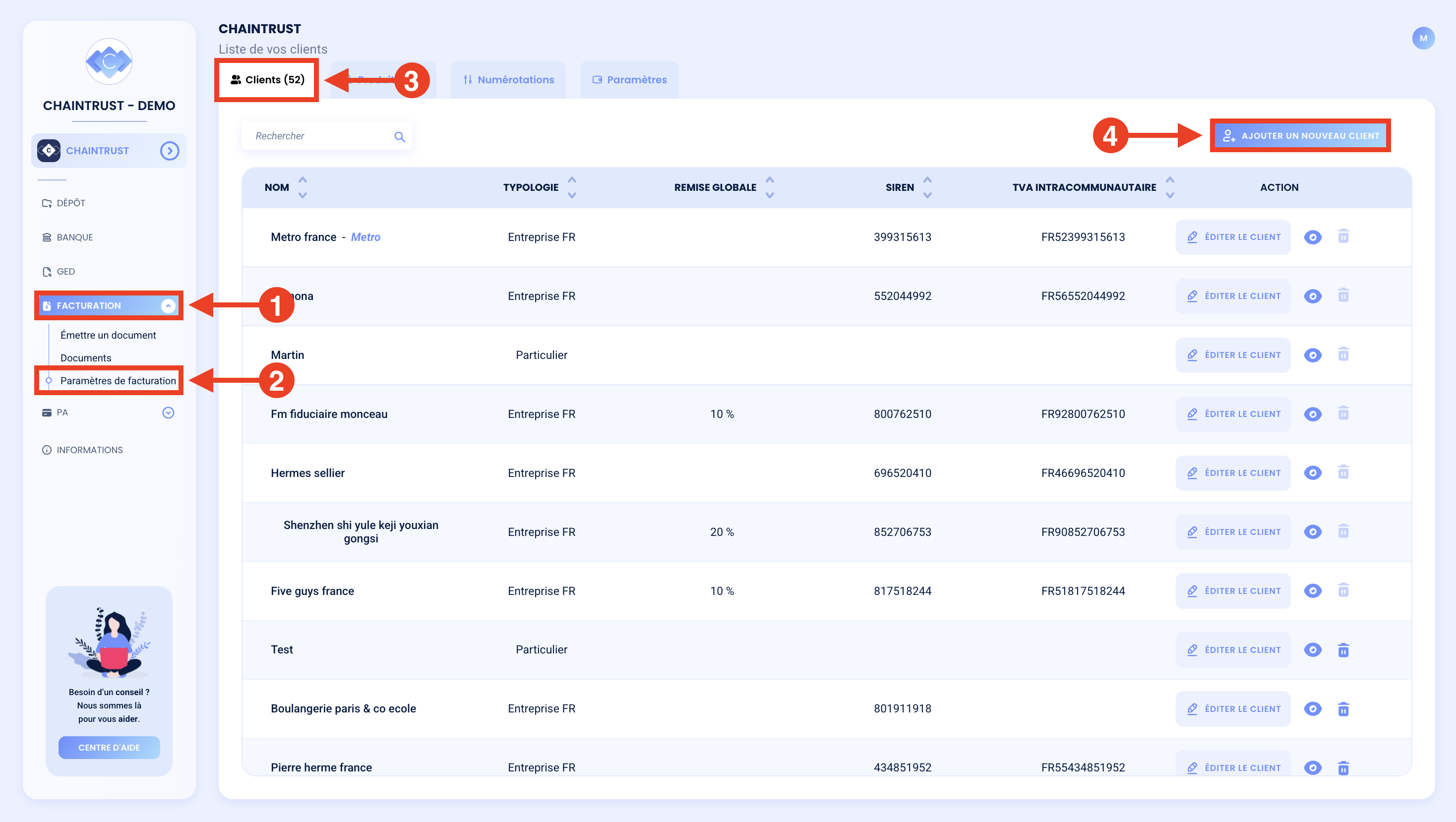 Créer un client – Chaintrust