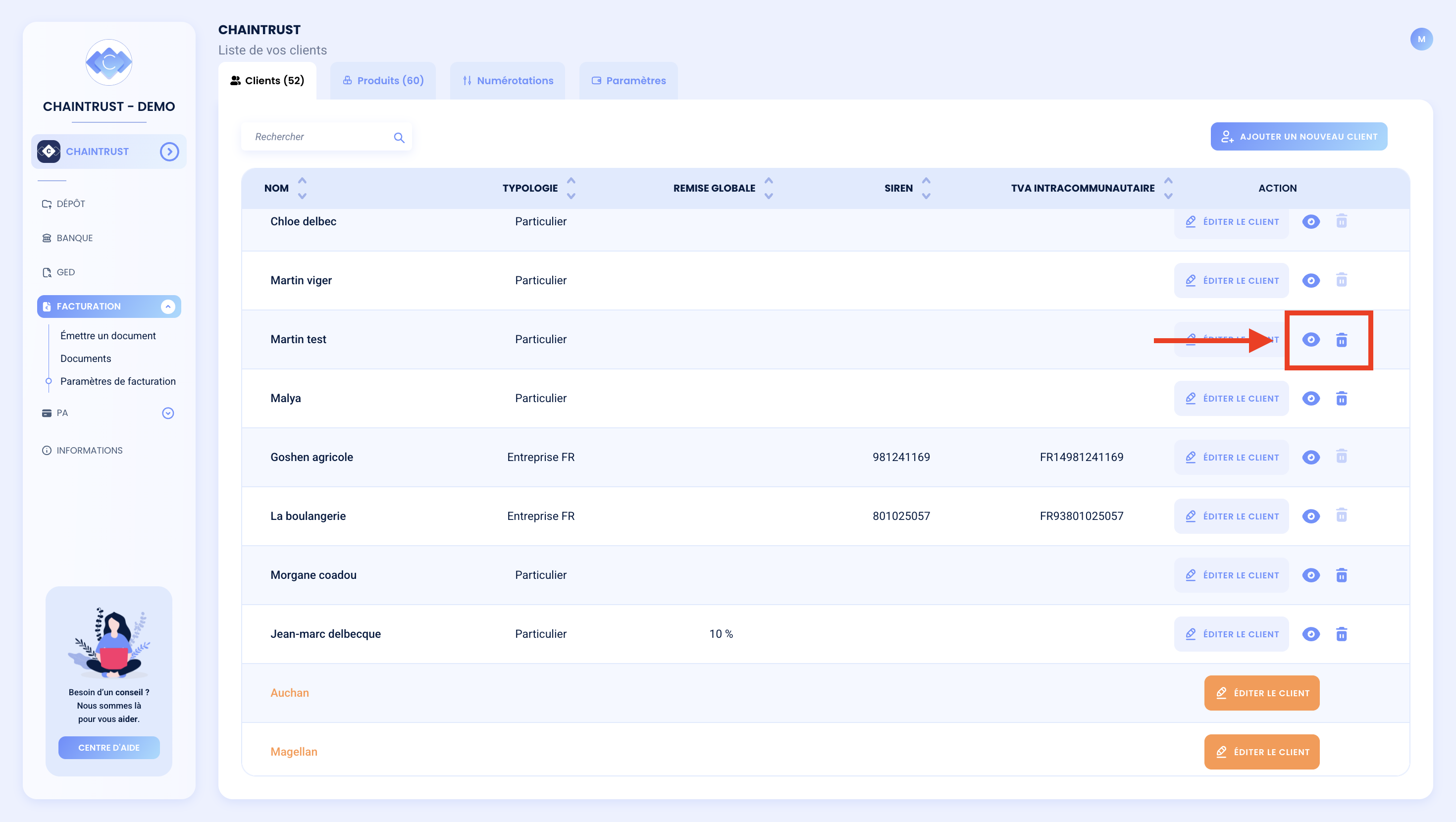 Créer un client – Chaintrust