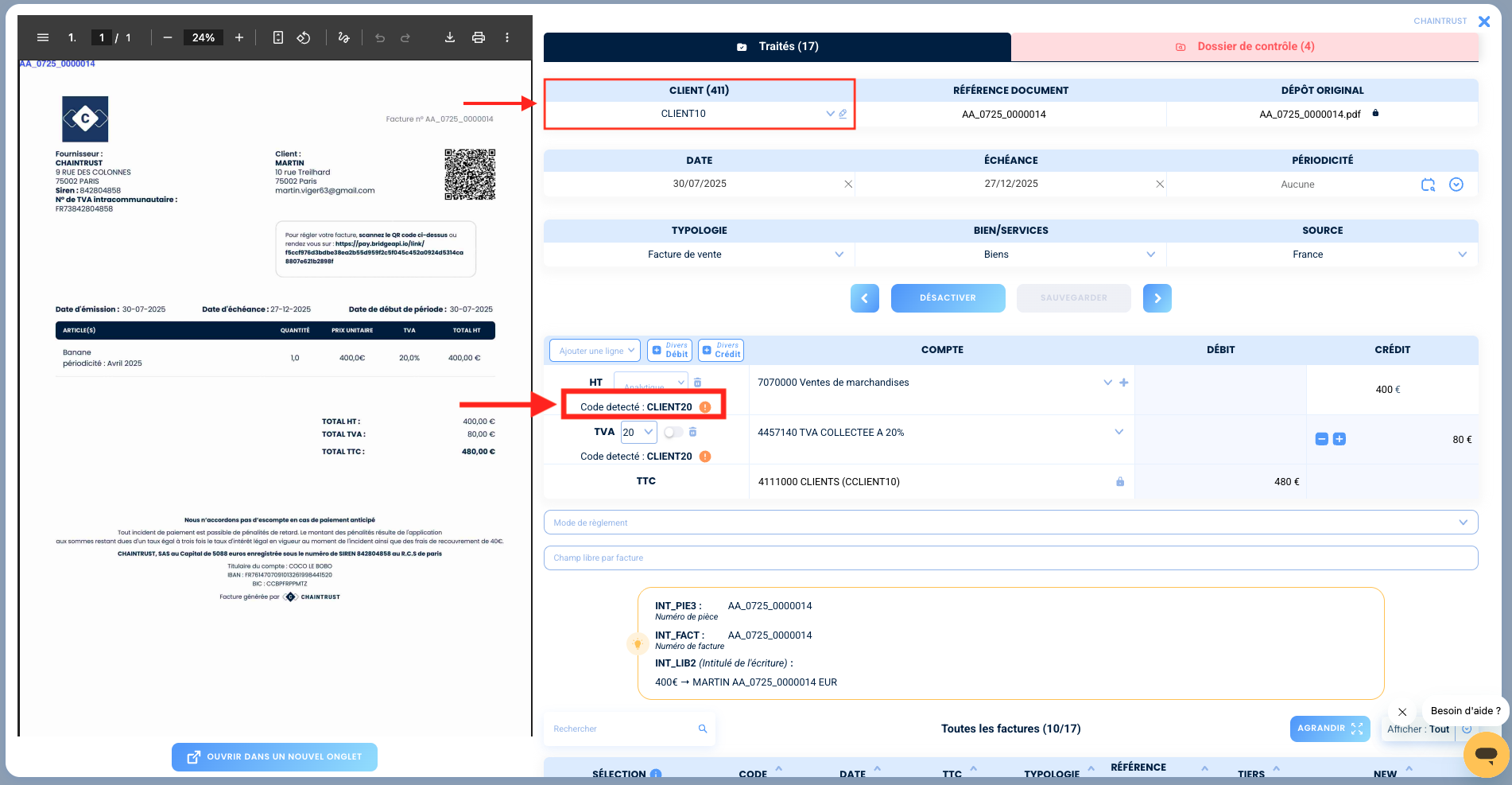 Configurer plusieurs codes fournisseur/client par taux de TVA sur Chaintrust – Chaintrust