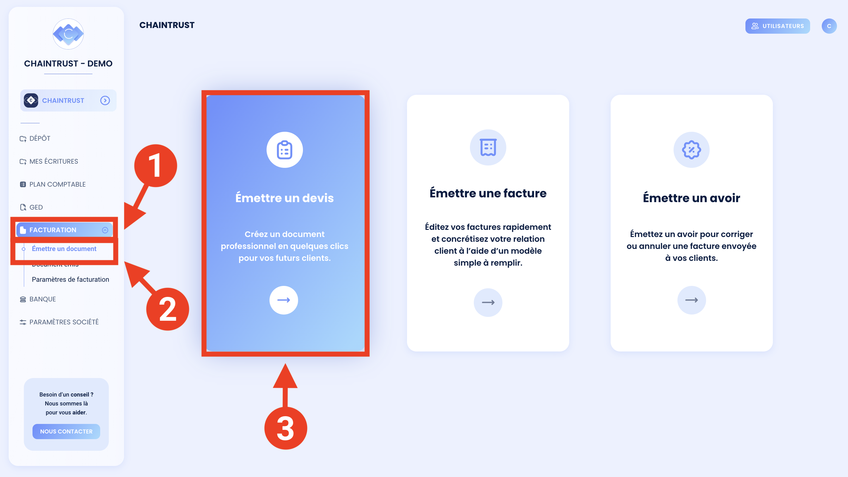 Émettre un devis – Chaintrust